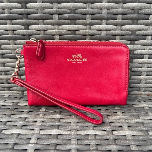 Coach | Bags | Coach Classic Red Double Zip Wristlet Wallet | Poshmark
